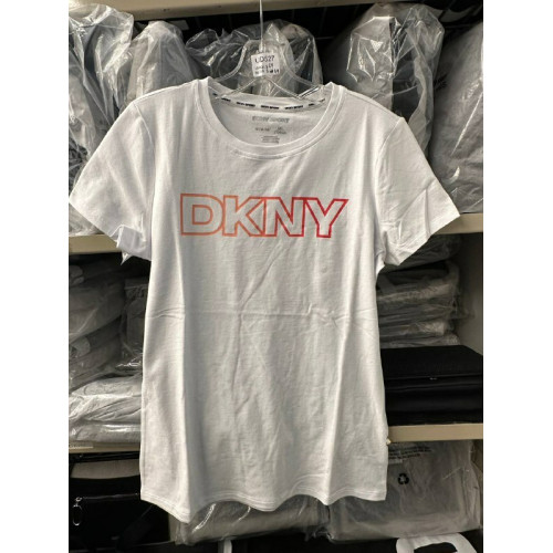 [U] DKNY OMBRE OUTLINE LOGO CREW NECK TEE,WT/PEACH ML, DP5T1193-OVE (UD527)